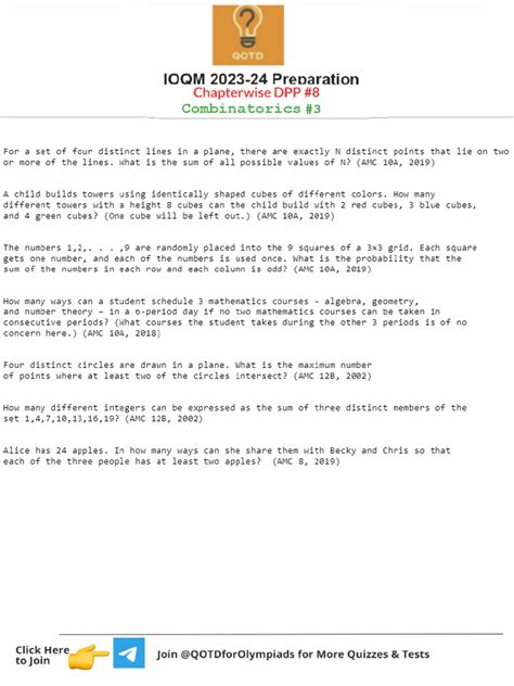 Dpp 8 Combinatorics 3 Qotdforolympiads Pdf