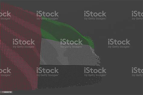 회색 배경에 빛나는 점 파도로 만든 아랍 에미리트 고립 플래그의 예쁜 디지털 그림 휴일 플래그 3d 그림 0명에 대한 스톡 사진 및 기타 이미지 Istock