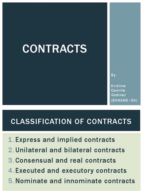 Chapter Ii Classification Of Contracts Pdf Business Law Common Law