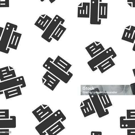 평면 스타일의 사무실 프린터 아이콘입니다 흰색 격리 된 배경에 팩스 벡터 그림입니다 텍스트 인쇄 원활한 패턴 비즈니스 개념 0