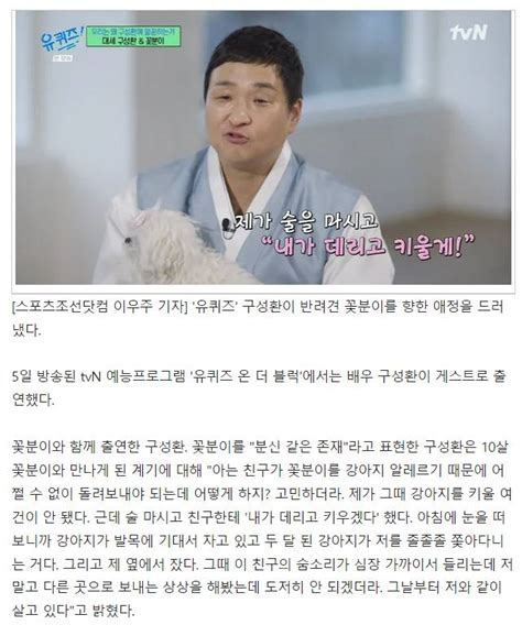 구성환 꽃분이 방치 논란 입 열었다 왜 목욕 안 시키냐고…깨끗하게 키운다 유퀴즈 인스티즈 Instiz 이슈 카테고리