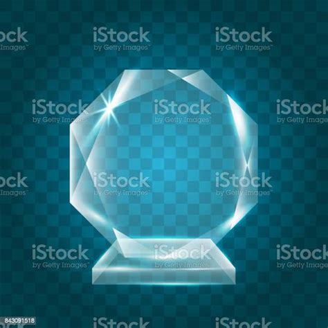 투명 하 게 빛나는 빈 벡터 아크릴 크리스탈 유리 트로피 수상 서식 파일 3차원 형태에 대한 스톡 벡터 아트 및 기타 이미지 3차원 형태 Championship