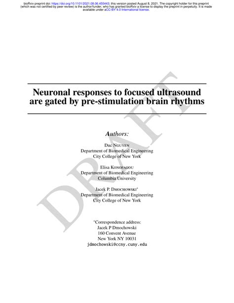 Pdf Neuronal Responses To Focused Ultrasound Are Gated By Pre Stimulation Brain Rhythms