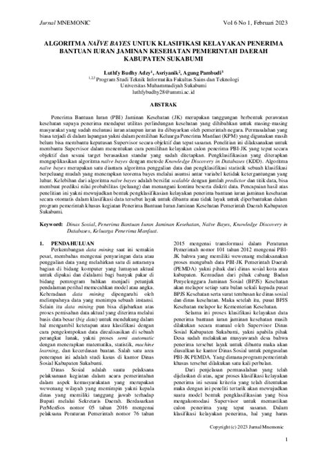 Pdf Algoritma Naïve Bayes Untuk Klasifikasi Kelayakan Penerima