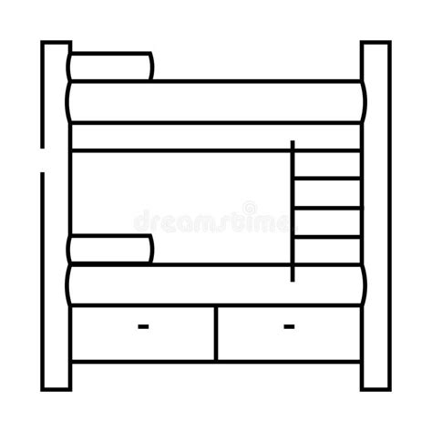 Multilevel Bed Furniture Line Icon Vector Illustration Stock