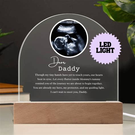 Dear Daddy Personalized Ultrasound Photo Led Acrylic Plaque 1st Time