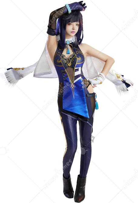 Yelan Costume Genshin Impact Cosplay Halter Bodysuit With Cloak Set