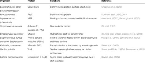 Bacterial Functional Amyloids Download Table