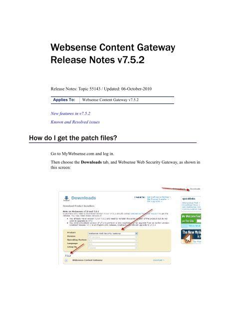 Websense Content Gateway Release Notes V7 5 2
