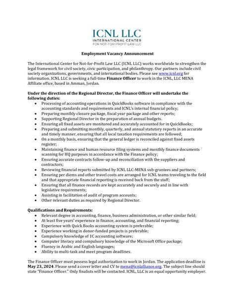 Jiyan Basim On Linkedin We Are Looking For A Finance Officer To Join Our Team To Work In The Icnl …