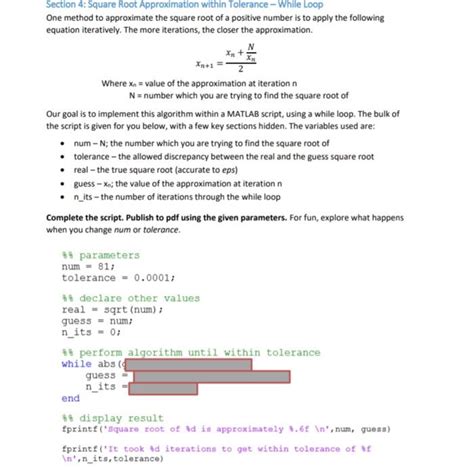 Solved Section 4 Square Root Approximation Within Tolerance Chegg Com Solved Section 4 Square Root Approximation Within Tolerance Chegg Com