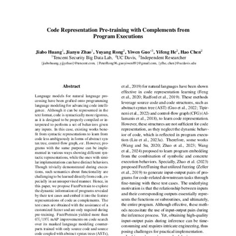Code Representation Pre Training With Complements From Program