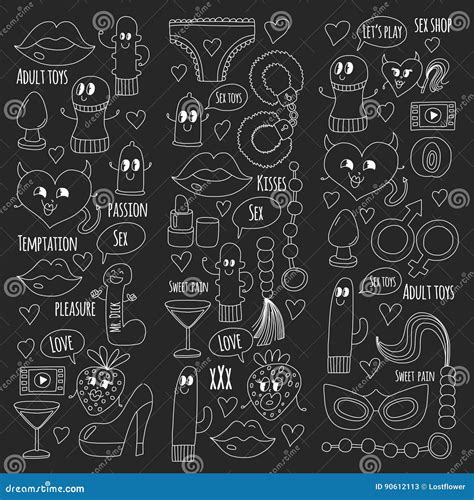 Doodle Humorous Vector Sextoys For Sex Shop Internet Shop Dildo Sex Love Passion Temptation