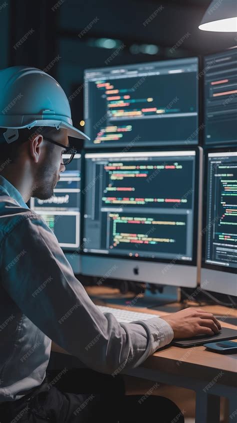 System Engineer Programming User Interface On Computer And Compiling Source Code With Html