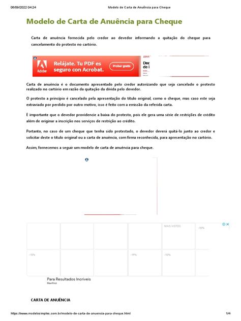 Modelo De Carta De Anuência Para Cheque Pdf Cheque Banco Crédito Modelo De Carta De Anuência Para Cheque Pdf Cheque Banco Crédito