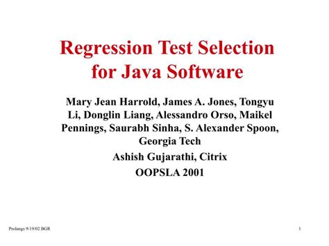 Ppt Regression Test Selection For Java Software Powerpoint