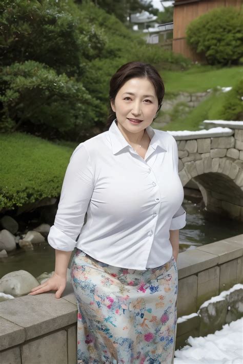 눈 속에 있는 다리 위에 서있는 여자가 있습니다 Seaart Ai