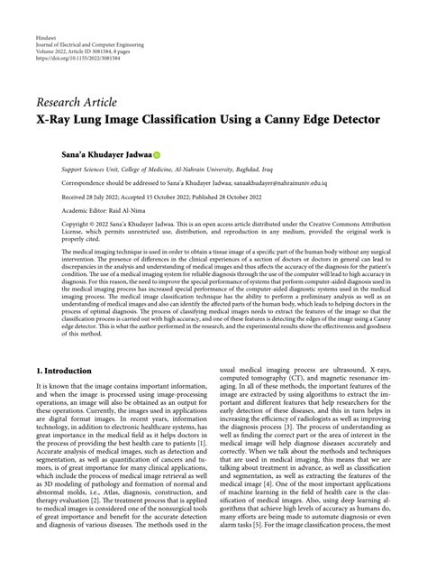 pdf x ray lung image classification using a canny edge detector