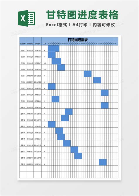 项目工程甘特图进度表格excel模板下载熊猫办公
