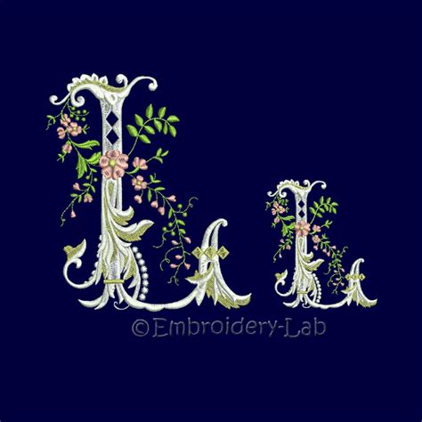 Floral Monogram Initial L Embroidery Lab