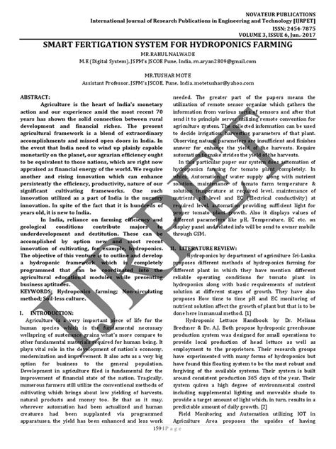 Smart Fertigation System Pdf Hydroponics Electrical Resistance And Conductance