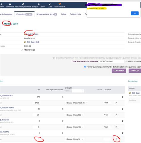 Manufacturing Order And Lot Number I Cant Split A Line When The Quantity Of The Line Is 1