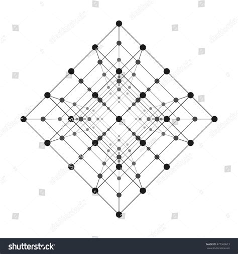 wireframe mesh cube connected dots lines stock vector royalty free