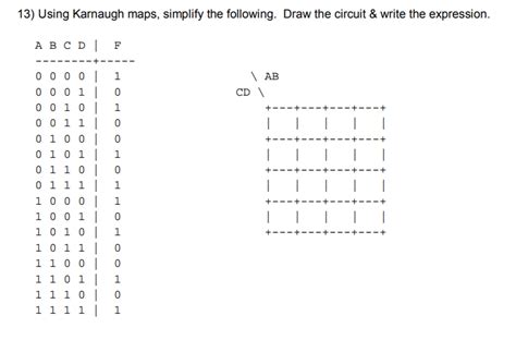 Solved 13 Using Karnaugh Maps Simplify The Following Draw
