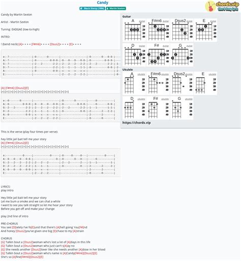 Chord Candy Tab Song Lyric Sheet Guitar Ukulele Chords Vip