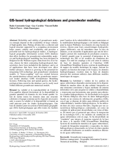 Pdf Gis Based Hydrogeological Databases And Groundwater Modelling