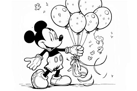 Myszka Miki Z Balonami Do Kolorowania Nowekolorowanki Pl
