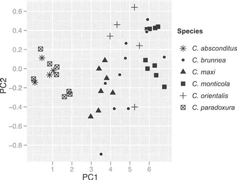 Bivariate Plot Of The 1st And 2nd Principal Components Derived From Download Scientific Diagram