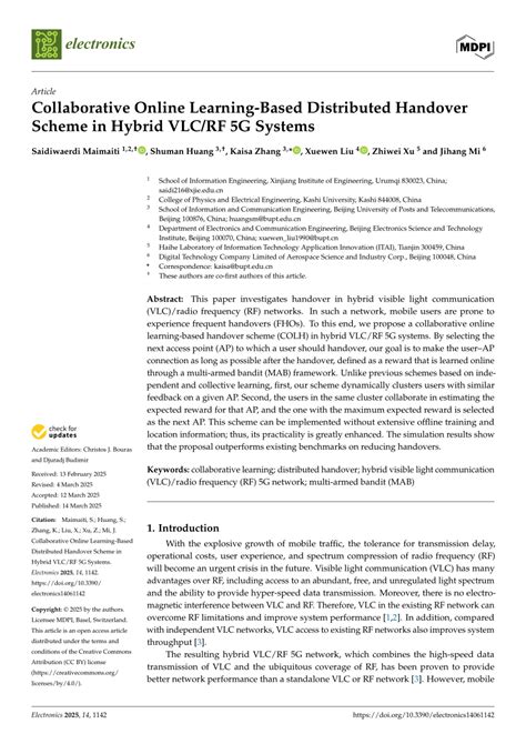 Pdf Collaborative Online Learning Based Distributed Handover Scheme In Hybrid Vlcrf 5g Systems