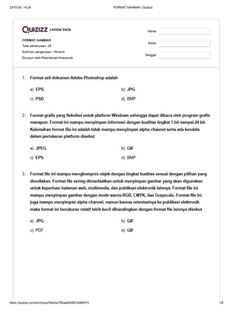 Format Gambar Quizizz Pdf Komputer