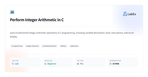 Perform Integer Arithmetic In C Labex