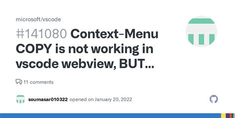 Context Menu Copy Is Not Working In Vscode Webview But Ctrlc Is Working Fine · Issue 141080