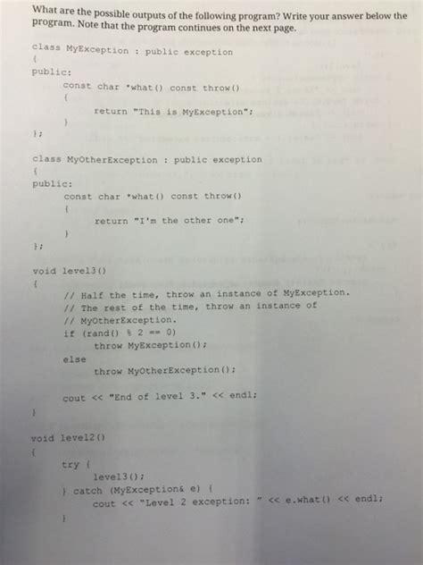 Solved Exceptions In C Chegg Com
