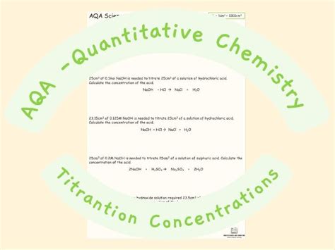 Aqa Quantitative Chemistry Titration Calculations Teaching Resources