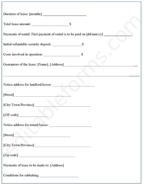 Lease Abstract Fillable Pdf Form Template Editable Pdf Forms