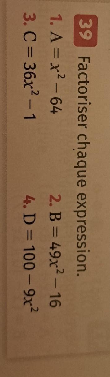 Factoriser Chaque Expression Nosdevoirs Fr