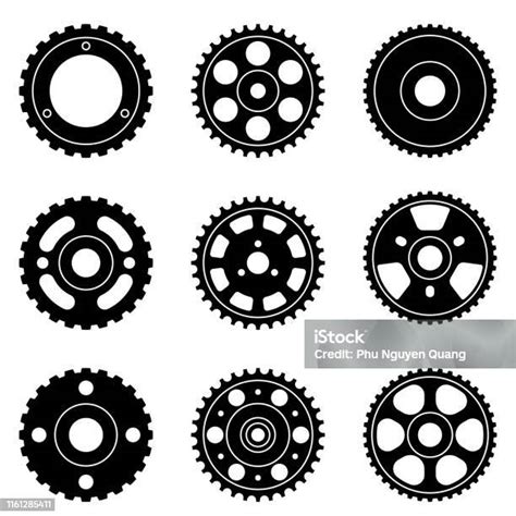 타이밍 풀리의 다양한 유형 플랫 아이콘입니다 실루엣 벡터 기계공에 대한 스톡 벡터 아트 및 기타 이미지 기계공 스프로킷 운전하기 Istock