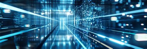 In A Tech Corridor A Futuristic Digital Data Stream Glows Efficiently