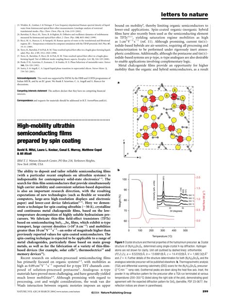 Pdf High Mobility Ultrathin Semiconducting Films Prepared By Spin Coating