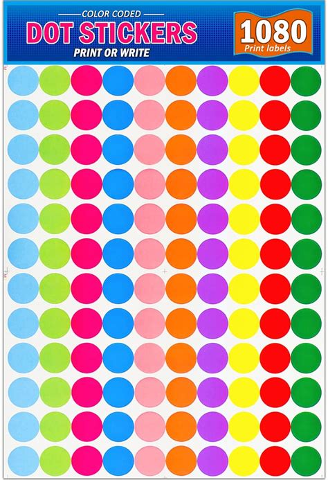 Pcs Color Coding Circle Dot Stickers Round Labels Assorted Colors For Office