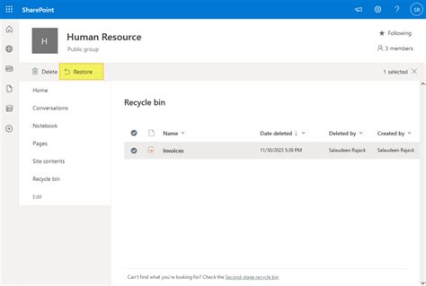 How To Restore A Deleted Document Library In Sharepoint Online Sharepoint Diary