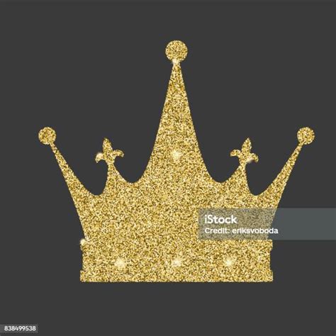 흰색 배경에 고립 반짝이 효과 있는 로얄 크라운 아이콘입니다 로얄 크라운의 개요 아이콘입니다 권력의 상징 벡터 그림 골든 입자 먼지에서 기호 개념에 대한 스톡 벡터 아트 및