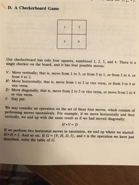 Solved D A Checkerboard Game Our Checkerboard Has Only Four