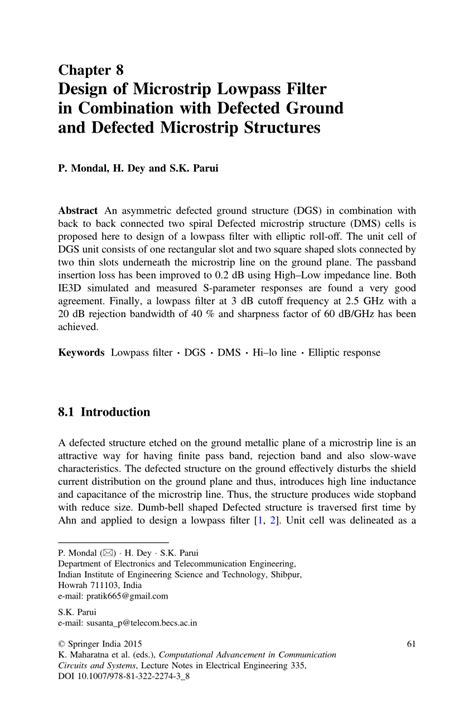 Pdf Design Of Microstrip Lowpass Filter In Combination With Defected