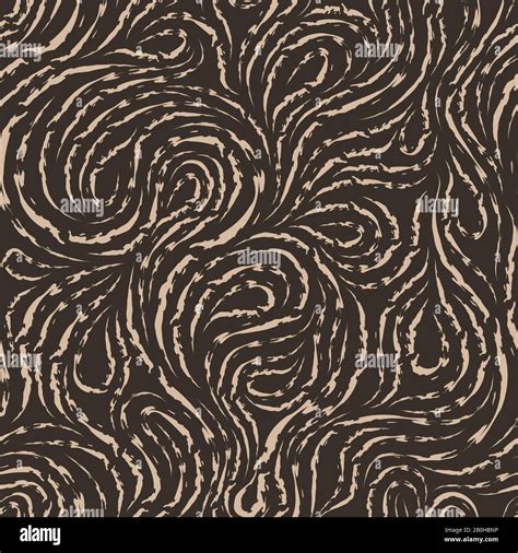 Abstract Vector Seamless Pattern In Black Color From Torn Lines In The Form Of Spirals Of Loops