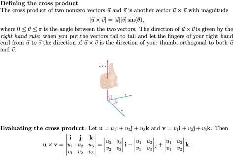 Solved Defining The Cross Product The Cross Product Of Two Chegg Com